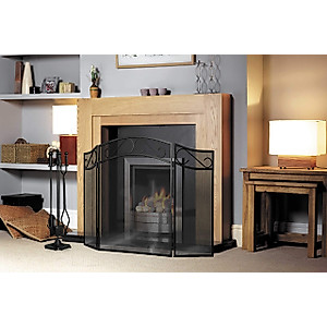 Fire Beauty Fireplace Screen for Wood Burning Fireplace Foldable 3 Panel Wrought Iron Fireplace Cover with Protective Mesh Fire Spark Guard for Indoor Outdoor Flat Guard Fire Screens Black