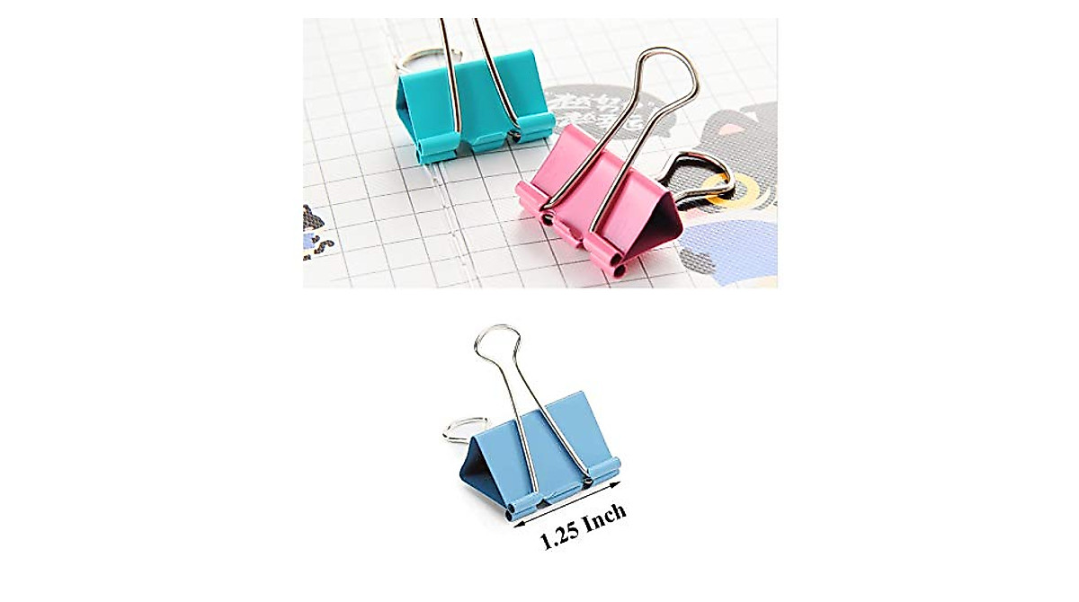 40 Colorful Medium Binder Clips for Office & Home Organization