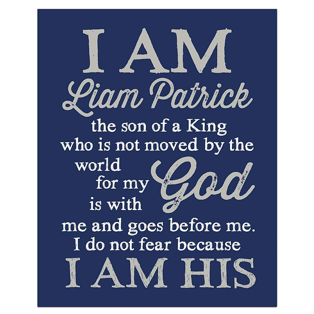 CANARY ROAD I am His Art Print | Choose Color | Boys Wall Art | Boy Name Decor | Baby Boy Gift | Personalized Baptism Gift | Christening Gift | Religious Gift | Christening Present | First Communion