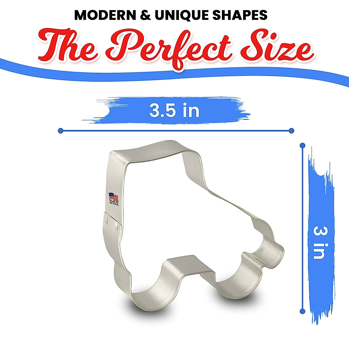 Foose Cookie Cutters Roller Skate Cookie Cutter 3.75 in, Tin Plate Steel, Handmade in USA