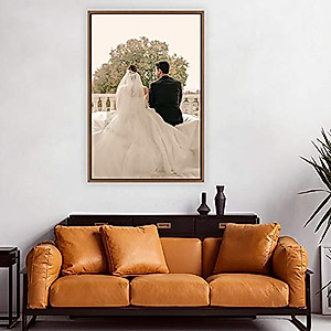 Color-Banner Custom Framed Canvas with Your Photos for Wedding,Personalized Pictures to Canvas Wall Art for Living Room,Bedroom - 16"x24", Natural Frame