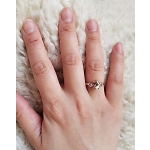 GNG 1 1/2 CTTW Natural Morganite and White Topaz 3 stone Ring In 10k Rose Gold (rose-gold, 7)