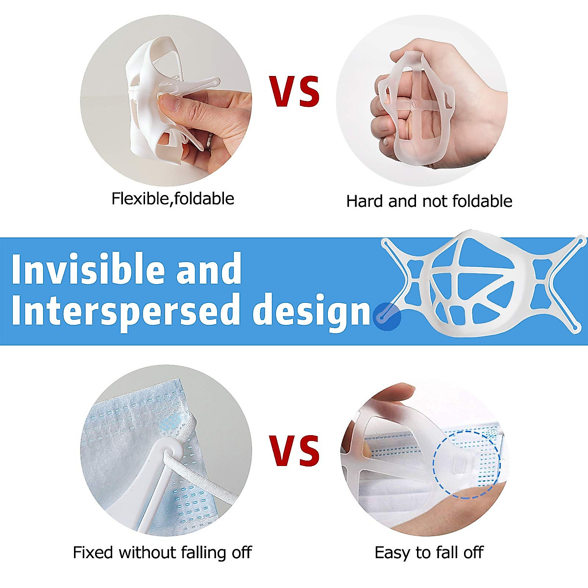 3D Face Mask Bracket 10PCS 3D Silicone Mask Bracket Mask Braces to Make Masks Fit Breathe Cup for Mask Inserts Plastic Mask insert Turtle Mask Holder (Black) Mask Rope is Fixed to Prevent Falling off