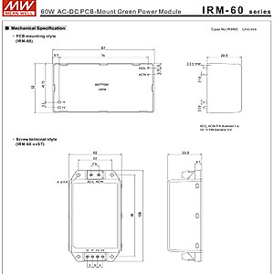 Mean Well 60W AC-DC PCB-Mount Green Power Module 120v to 12v Converter Variable Power Outage Supplies 12V 5A (IRM-60-12ST 12V/5A/60W/Screw Terminal)