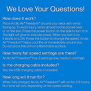 Arctic Air Freedom Personal Air Cooler - Portable 3-Speed Neck Fan, Hands-Free Wearable Design, Lightweight, Cordless and Rechargeable