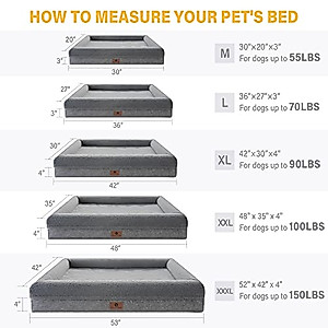 Hygge Hush Dog Beds for Large Dogs, Orthopedic Large Dog Bed Memory Foam Soft Portable Pet Sofa Waterproof Dog Bed Durable Pet Bed with Non-Skid Bottom and Washable Removable Cover