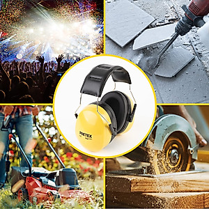 PRETEX Ear Defenders with SNR 34dB - Lightweight Ear Muffs Protection for Adults - Adjustable Noise Canceling Headphones - Over Ear Earmuffs for Work or Home - Yellow