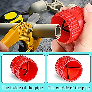 6 PCS Copper Pipe Cleaner and Reamer & Sanding Sponge Set, Include 2 PCS Copper Pipe Cleaner, 2 PCS Reamer & 2 Pack Sanding Sponge, 4 In 1 Pipe Deburring Brush for PVC PPR Copper Brass Aluminum Pipes