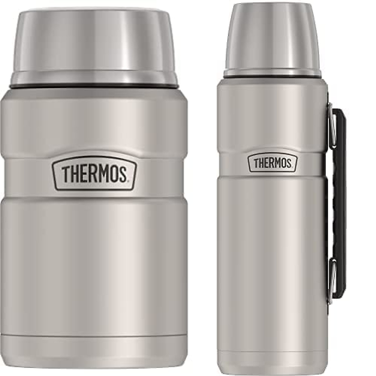 Thermos Stainless King 40 Ounce Beverage Bottle, Stainless Steel & Stainless King 24 Ounce Food Jar, Stainless Steel