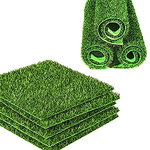 SNAIL GARDEN Fairy Artificial Grass, 8Pack Life-Like Garden Lawn with 5Pcs Artificial Moss Rocks-Miniature Ornament Garden Fairy Accessories for Garden Dollhouse DIY Decoration(6 x 6 Inch)