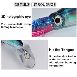 DAMIDEL 4 Pcs Large Simulation Squid Fishing Lures Bait Kit, Over 5.5 in/ 43g, 3D Holographic Eyes，Built-in Multicolored Lead BlocksThrough Heavy Duty ，Stable and Tempting