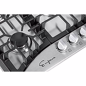 Empava 30 Inch Gas Cooktop with 5 World Class Made in Italy SABAF Burners, LPG/NG Convertible, Ideal RV Top Stoves for Kitchen, Stainless Steel