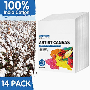 FIXSMITH Canvas Boards for Painting 9x12 Inch, Super Value 14 Pack Paint Canvases, White Blank Canvas Panels, 100% Cotton Primed Canvas Boards for Painting Art Supplies