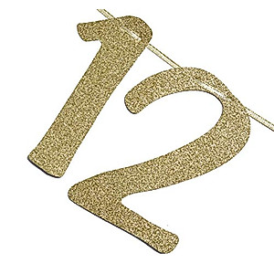 12 Years Loved Banner Sign Gold Glitter for 12th Birthday Party Decorations Anniversary Decor Photo Booth Props