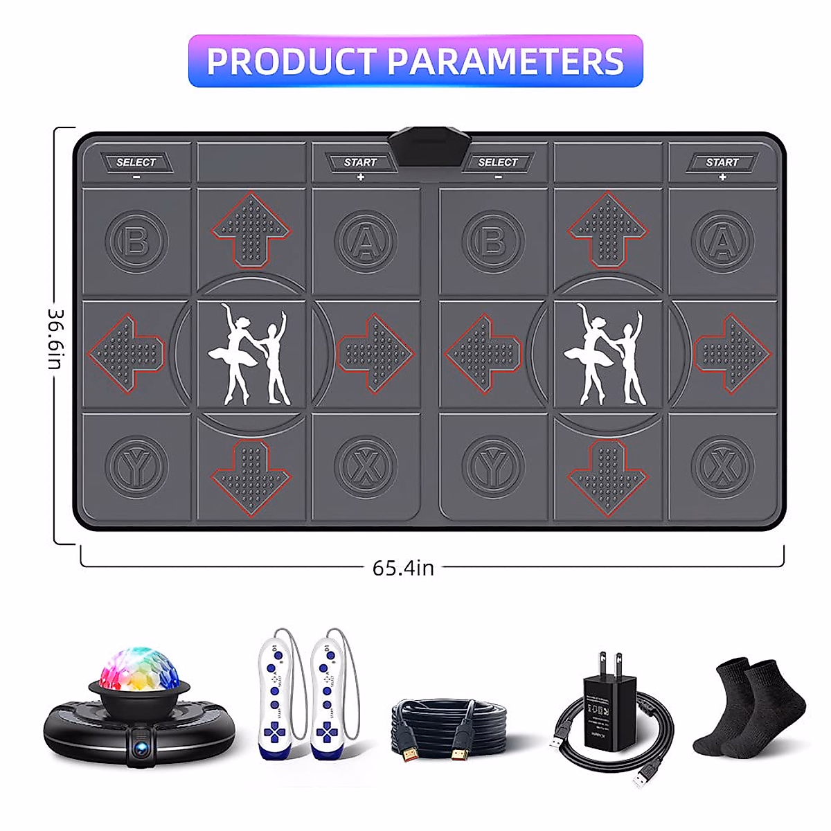 FWFX Electronic Dance Mats - Exercise Fitness Dance Pad Game for TV, Dance Mat Double Game for Kids Adults, Wireless Musical Dancing Mat with HD Camera, Birthday Gift for Girls Boys (Blue)