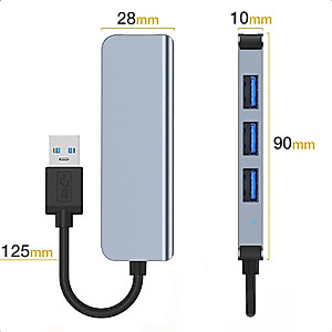 USB Hub, HILZO 4 Port Multiple USB Hub, USB 3.0, USB 2.0 Hub, Slim Portable USB Splitter, Office Accessories, Compatible with Surface, XPS, Dell, HP, Laptop, Desktop, PC, MacBook Pro Air, iMac, More