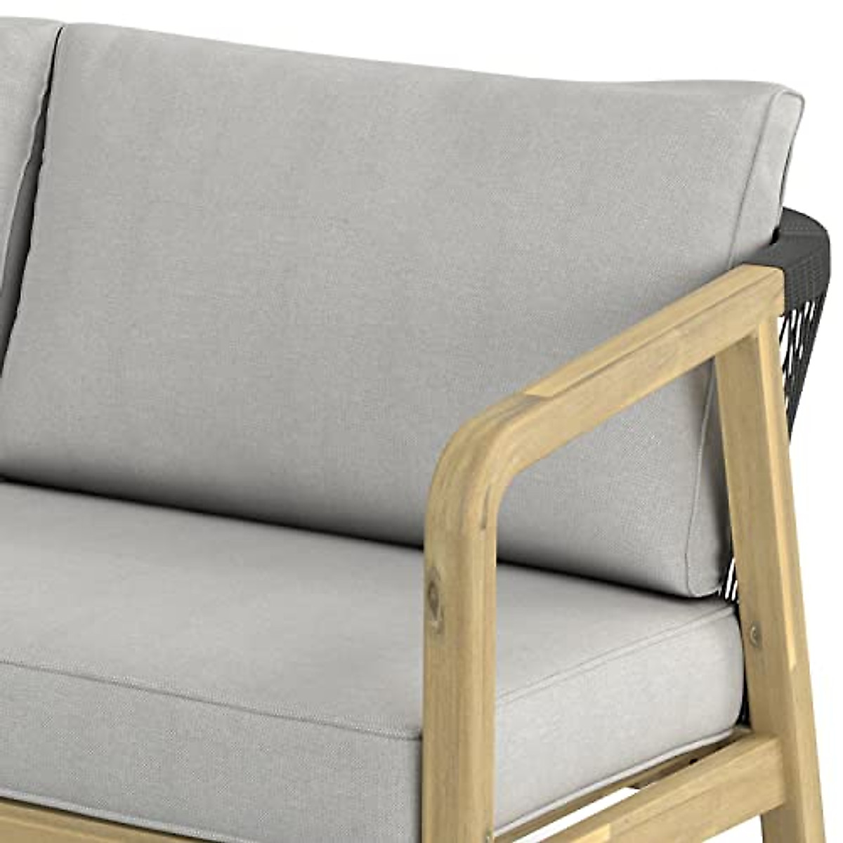 SIMPLIHOME Palmetto 58 Inch Wide Contemporary Outdoor Sofa in Stone Grey Polyester Fabric, Fully Assembled, For the Living Room and Family Room