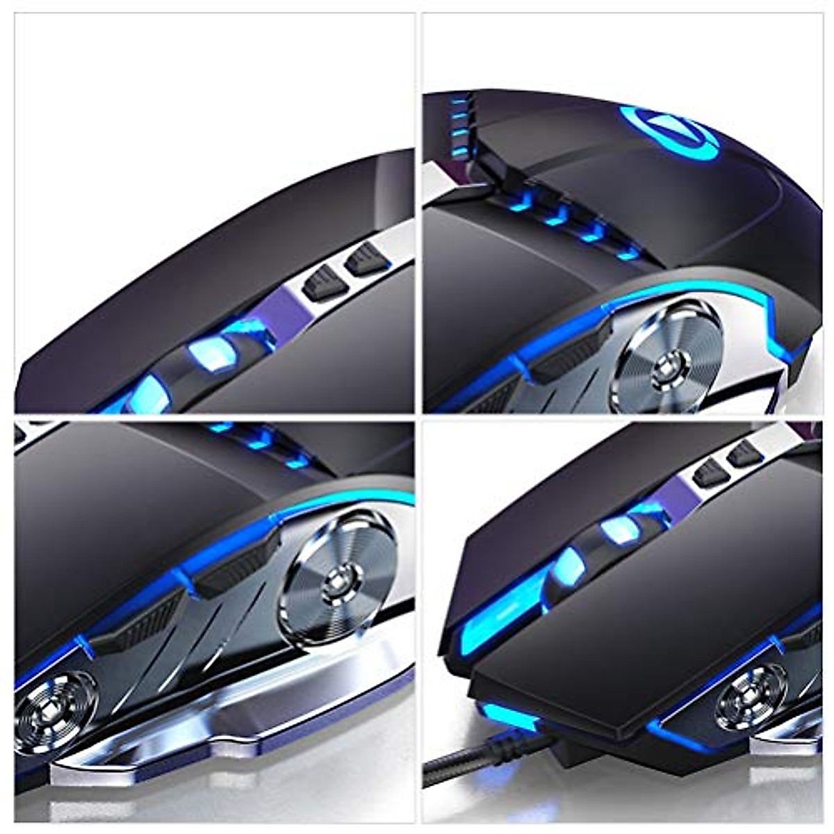 Silent Gaming Mice Mice Portable PC Silent Wired RGB Gaming with 7 Color Backlight PC Computer Gaming Mice for Windows PC Gamers (Black) Mouses Portable Pc Office Pc