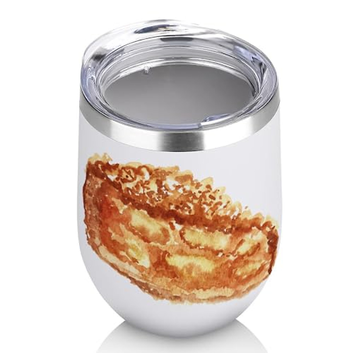 silichee 20 Oz Stainless Steel Wine Tumbler with Lid Apple Pie Piece Cake Watercolor Insulated Tumblers Vacuum Coffee Mugs for Hot and Cold Drinks,Coffee,Wine