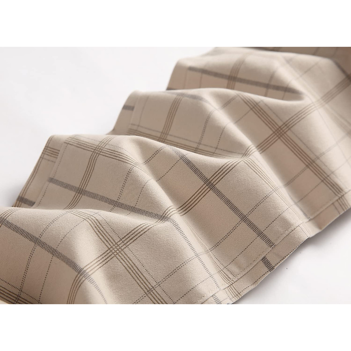 Keevoom Chinos Pants Men Light Khaki Casual Long Trousers Slim Fit Plaid Dress Pants(3303 Light Khaki,36)