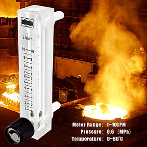 Gas Flowmeter, Multicolor Acrylic 1-10LPM Oxygen Air Gas Flowmeter with Control Valve for Measuring Controlling Gas Flow (1-10LPM)