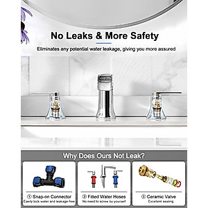 HOIGY Chrome Bathroom Faucet, 2 Handles Brass Widespread Waterfall Faucet for Bathroom Sink, 4-10 Inch Sink Faucet Bathroom 3 Hole, Farmhouse RV Restroom Vanity Faucet with Pop Up Drain & Water Hoses