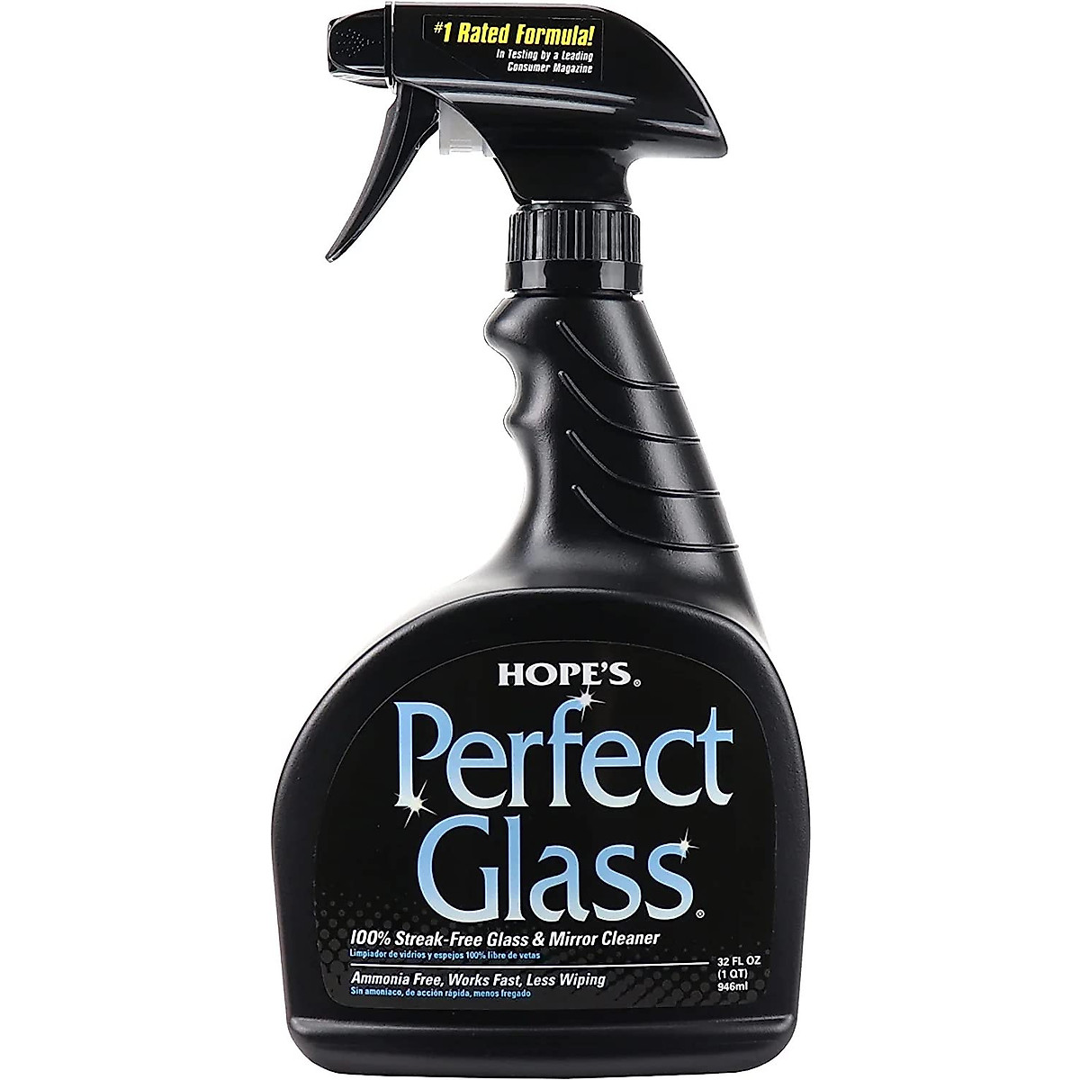 HOPE'S Perfect Glass Cleaner Spray, Streak-Free, Ammonia-Free Window, Mirror, Screen, Tinted Glass, and Shower Door Cleaner, Indoor and Outdoor Glass Surfaces, 32 Fl Oz, Pack of 1