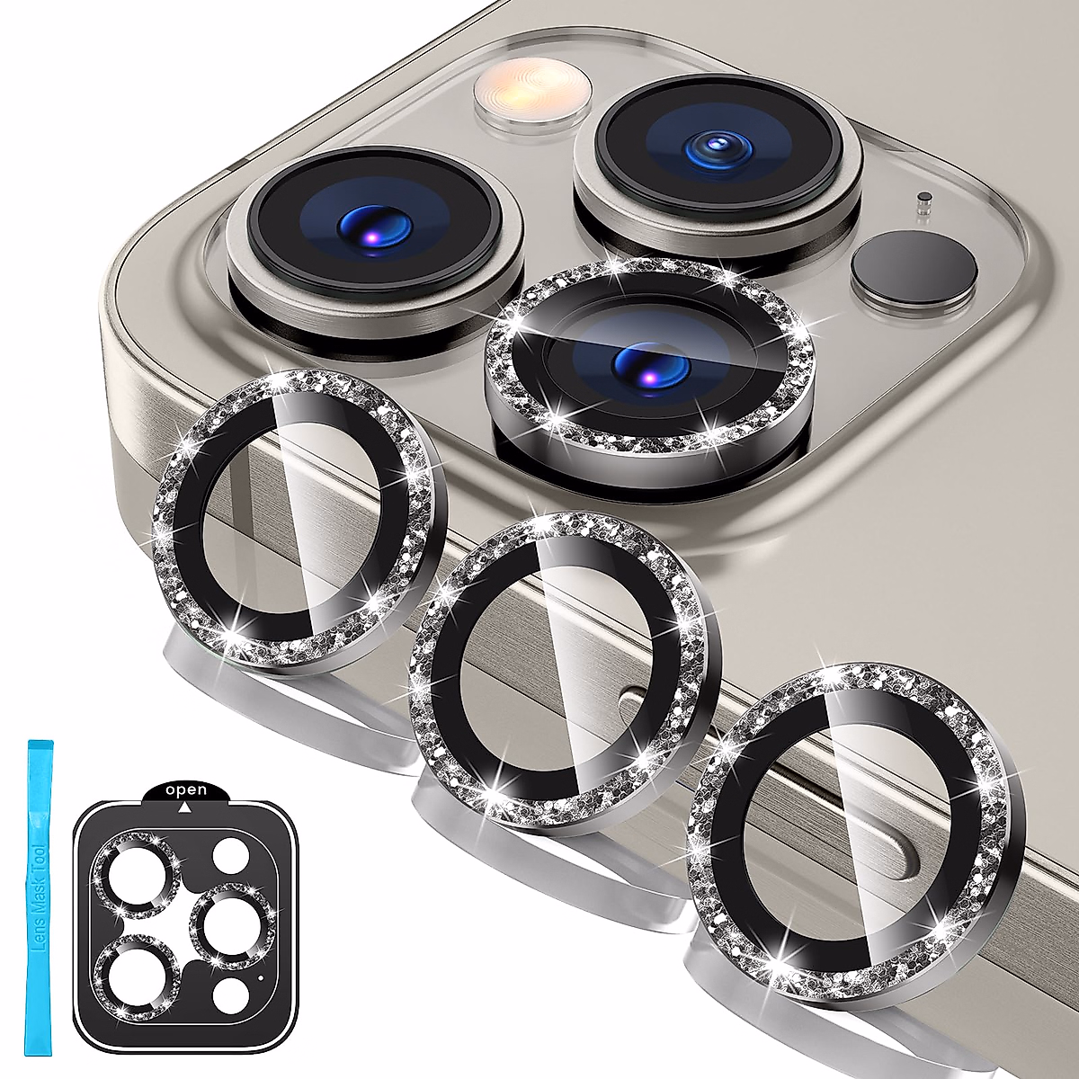 Tensea for iPhone 16 Pro Max/16 Pro/15 Pro Max/15 Pro/12 Pro Max Camera Lens Protector, Metal Aluminum Alloy Tempered Glass Cover Camera Screen Protector Accessories, Case Friendly