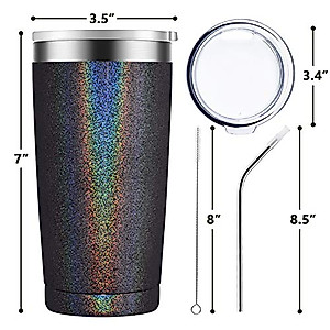 Boss Lady Mug Tumbler-Unique Christmas Birthday Gifts for Women Boss Female Mom Stainelss Steel Wine Tumbler with Staw and Lid Friend Gifts 20oz Glitter charcoal