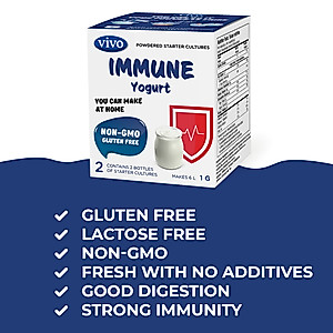 VIVO Immune Yogurt Starter/Natural (5 Boxes) Makes up to 30 quarts of Yogurt