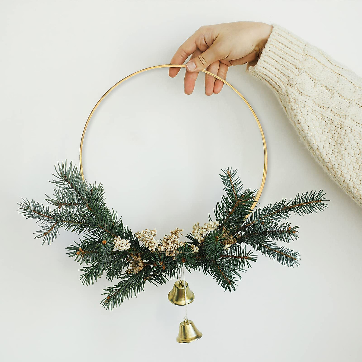 Outuxed 12pcs Dream Catcher Rings Gold Metal Hoops Craft Hoops Macrame Creations Rings Supplies for Crafts, 6 Sizes