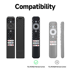 SIKAI Silicone Cover for TCL RC902V FMR1,RC813 FMB1 FMB3,RC923 Voice Remote Shockproof Case for 55R646 55S546 65R646 65S546 75R646 Series TV Remote, Anti Lost with Lanyard Black