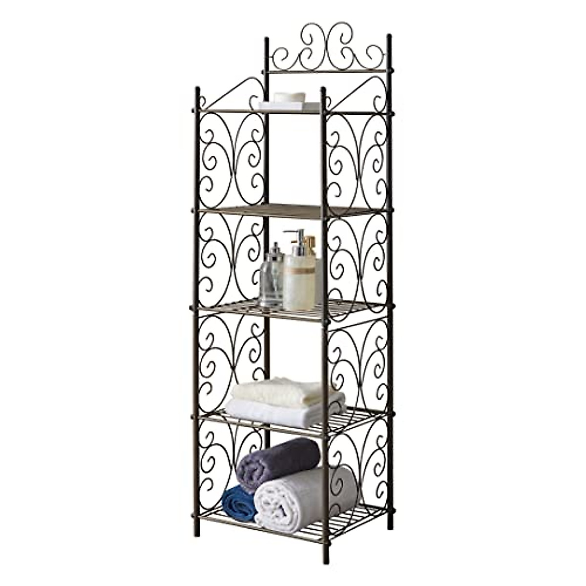 Kings Brand Furniture - 5 Tier Bathroom Storage Shelf Unit, Free-Standing Metal Rack Shelving for Kitchen, Living Room, Hallway, Pewter