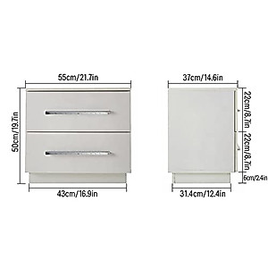 HIGOH Bedside Table LED Lights Nightstand Coffee Coffee Table with 2 Drawers Storage Cabinet Nightstand Bedroom Furniture (Color : Black)