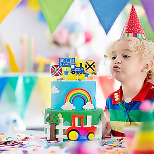 48 Pieces Railroad Party Crossing Decoration Railroad Train Crossing Cupcake Toppers Steam Train Cupcake Picks for Birthday Party Railway Steam Train Theme Party