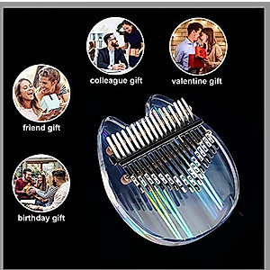 Beveetio Clear Kalimba Thumb Piano With Eva Protective Case, Transparent Crystal Kalimba 17 Key, Musical Instrument Gifts For Kids, Cat Shape Finger Piano, Acrylic Mbira