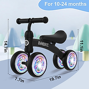 Baby Balance Bike Toys for 12-36 Months Kids Toy Boy and Girls Gifts Toddler Best First Birthday Gift Children Walker No Pedal Infant 4 Wheels Bicycle (Colorful, Black-Light)
