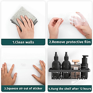 oyenbboi 5 Pack Shower Caddy Adhesive Replacement, Adhesive Shower Hooks, Strong Adhesive Wall Hooks, Waterproof Adhesive Hooks for Shower Rack, No Drilling