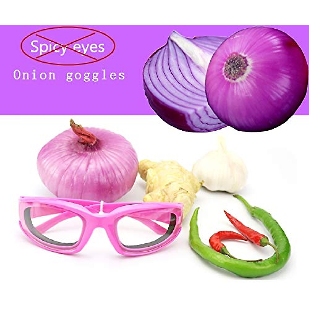 Unisex Tear Proof Cut Onion Goggles, Saftey Glasses for Kitchen, Cooking, BBQ, Cleaning, Cycling; Chopping Eye Protect Tool; With Sealing Sponge; Anti-tear, Dustproof, Anti-fog, Windproof; OG1B