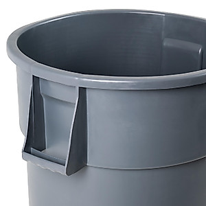 55 Gallon Trash Can With Lid And Dolly Round Ingredient Storage Containers Recycling Bin Kitchen Garbage Can Office Garbage Can Trash Barrel Plastic Barrel Yard Waste Bin Outdoor Trashcan (1, Gray)