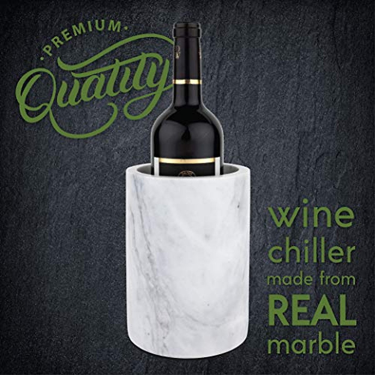 Homeries Marble Wine Chiller Bucket - Wine & Champagne Cooler for Parties, Dinner – Keep Wine & Beverages Cold – Holds Any 750ml Bottle - Ideal Gift for Wine Enthusiasts