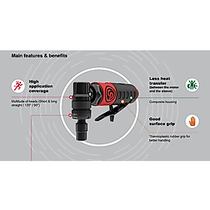 Chicago Pneumatic CP7408 - Air Die Grinder Tool, Welder, Woodworking, Automotive Car Detailing, Stainless Steel Polisher, Heavy Duty, Right Angle Grinder, 1/4 Inch (6 mm), 0.34 HP / 250 W - 23000 RPM