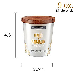 Essential Elements Vanilla and Sandalwood Scented Jar Candles, 9 oz, White, 9 Ounce