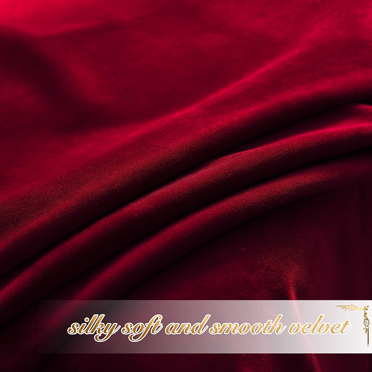 NICETOWN Christmas Red Velvet Curtains, Solid Heavy Matt Drapes/Window Treatments with Grommet Top for Patio Door (Set of 2, W52xL96 inches)