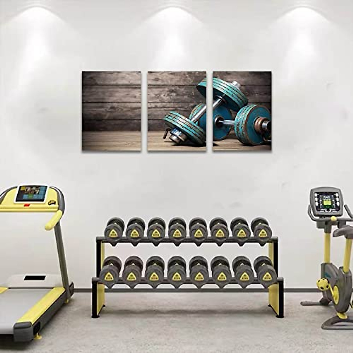 Modular Dumbbells Painting Modern Home Decor Poster 3 Pieces HD Printed Fitness Bodybuilding Gym Canvas Wall Art Wooden Art