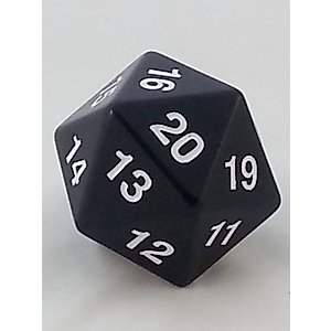 Jumbo d20 Counter - Opaque 55mm Dice: Black and White - Spindown
