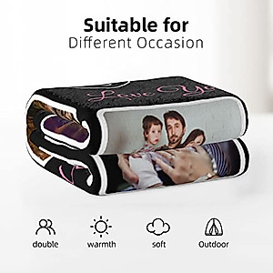 Custom Blankets with Photos & Text Personalized Blankets for Adults Customized Throw Blanket for Men Women Birthday Memorial Day Housewarming Gifts