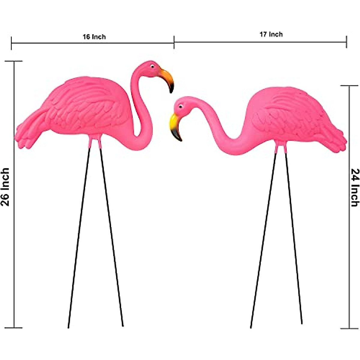 GiftExpress Large Bright Pink Flamingo Yard Ornament/Flamingo Garden Statue/Pink Flamingo Garden Yard Decor (Pack of 4)