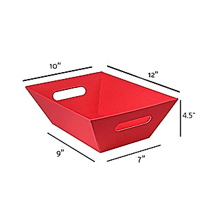 [5 Pk] 10x12” Red Large Big Basket for Gifts Empty, Basket Bags, Red Pull Bows, Crinkle Cut Paper Shred Filler| Bulk DIY Gift Set Kit| Valentines, Christmas, Easter, Wedding, Wine| Gift to Impress-UMP