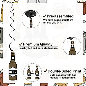 Beer Birthday Party Hanging Decorations, Cheers and Beers Happy Birthday Party Hanging Swirls Streams Ceiling Decorations for Men 30th 40th 50th Beer Birthday Party Decorations